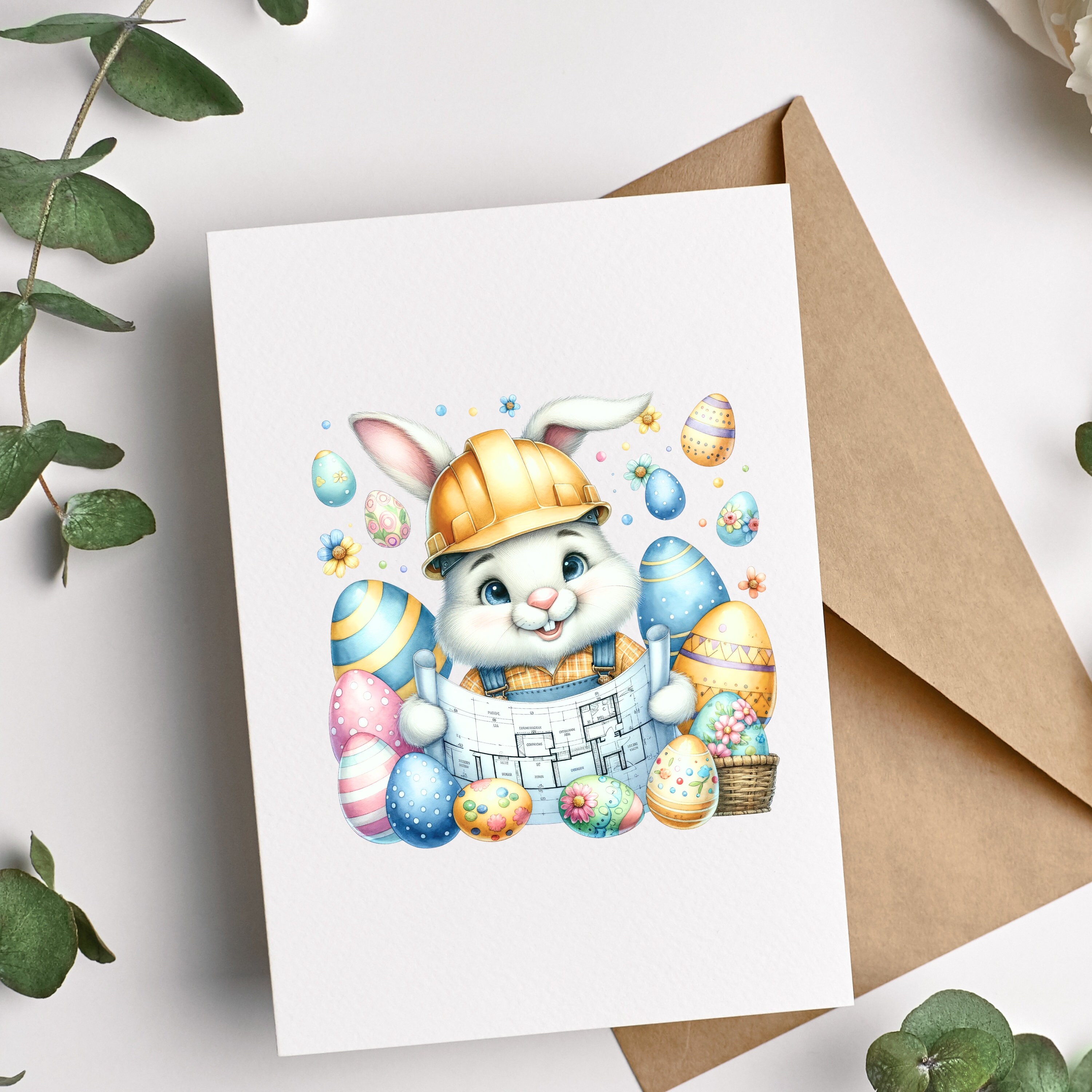 66 Watercolor Easter Construction Truck Eggscavator Graphic, Easter ...