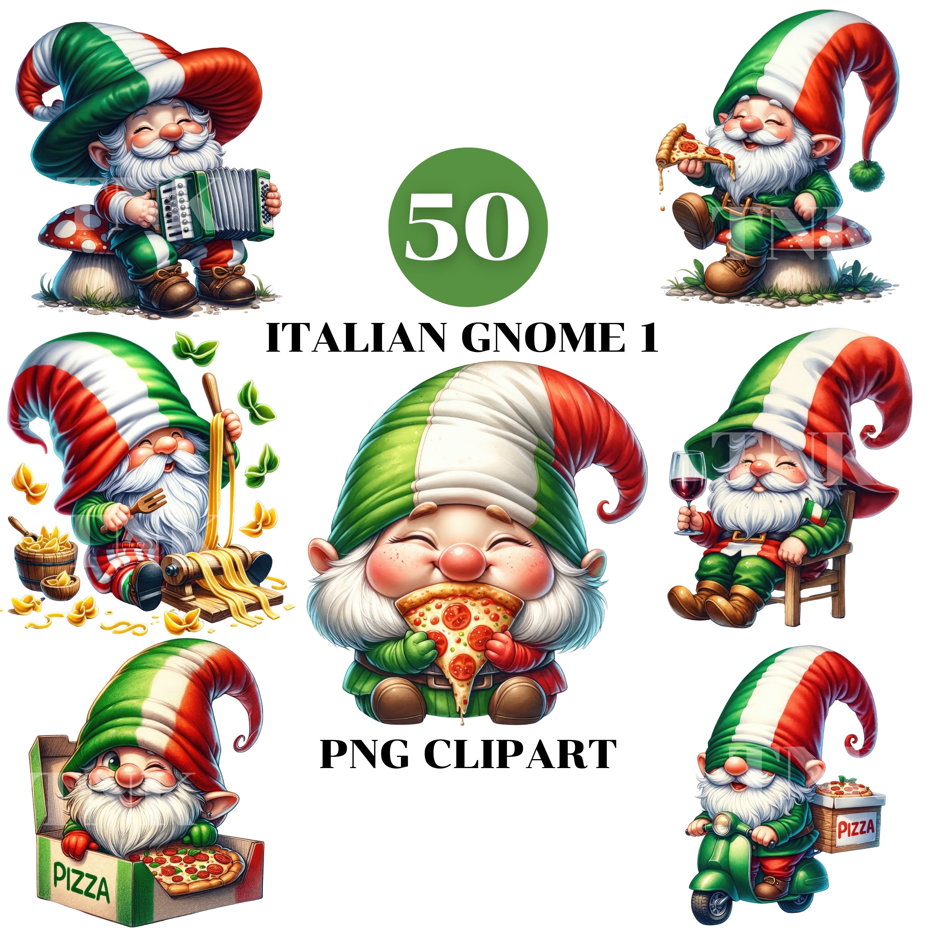Watercolor Cute Italian Gnome 1 Clipart,pizza Gnome Clipart,papa Pizza ...
