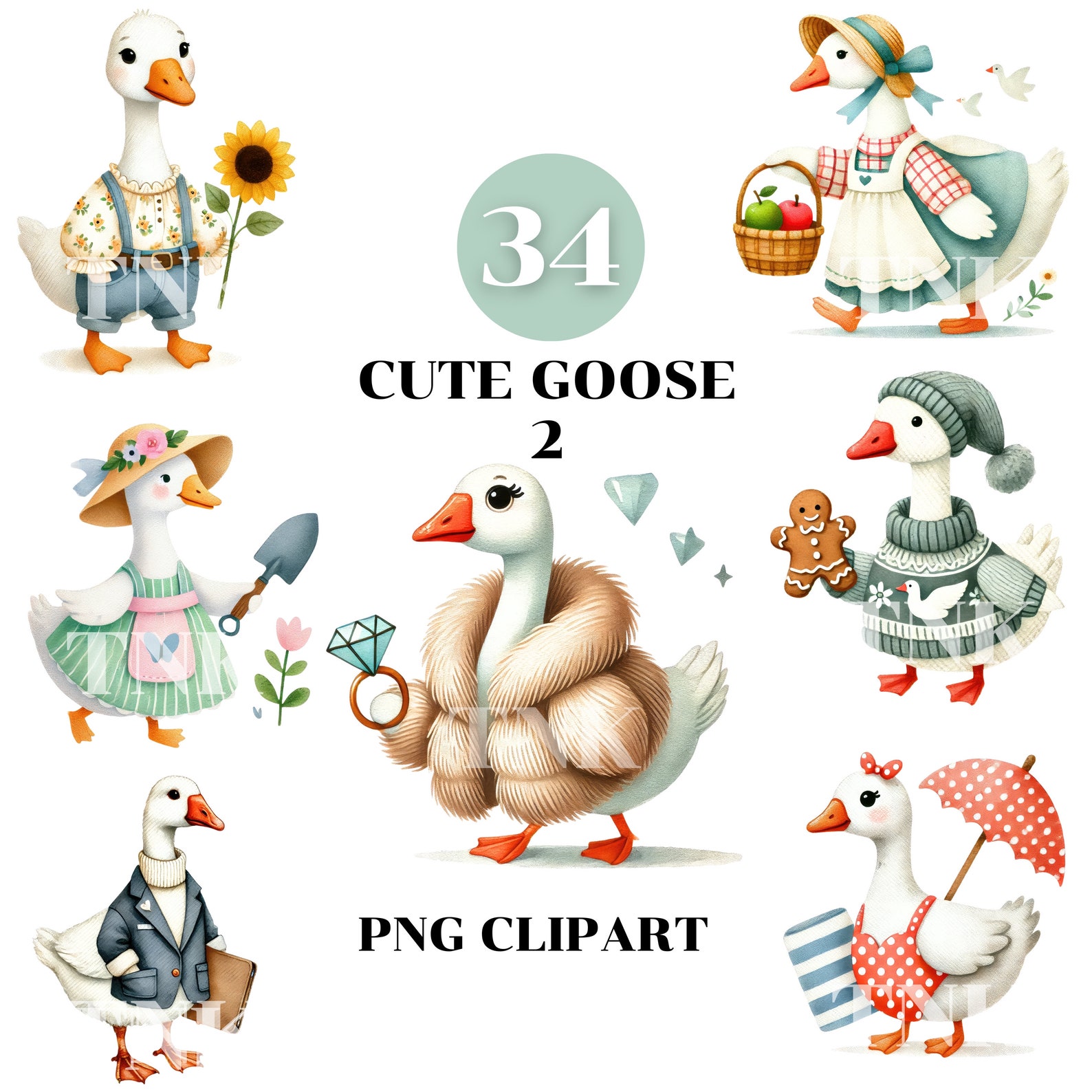 Cute Goose, Goose Clipart, Goose Print, Goose Print Nursery, Geese ...