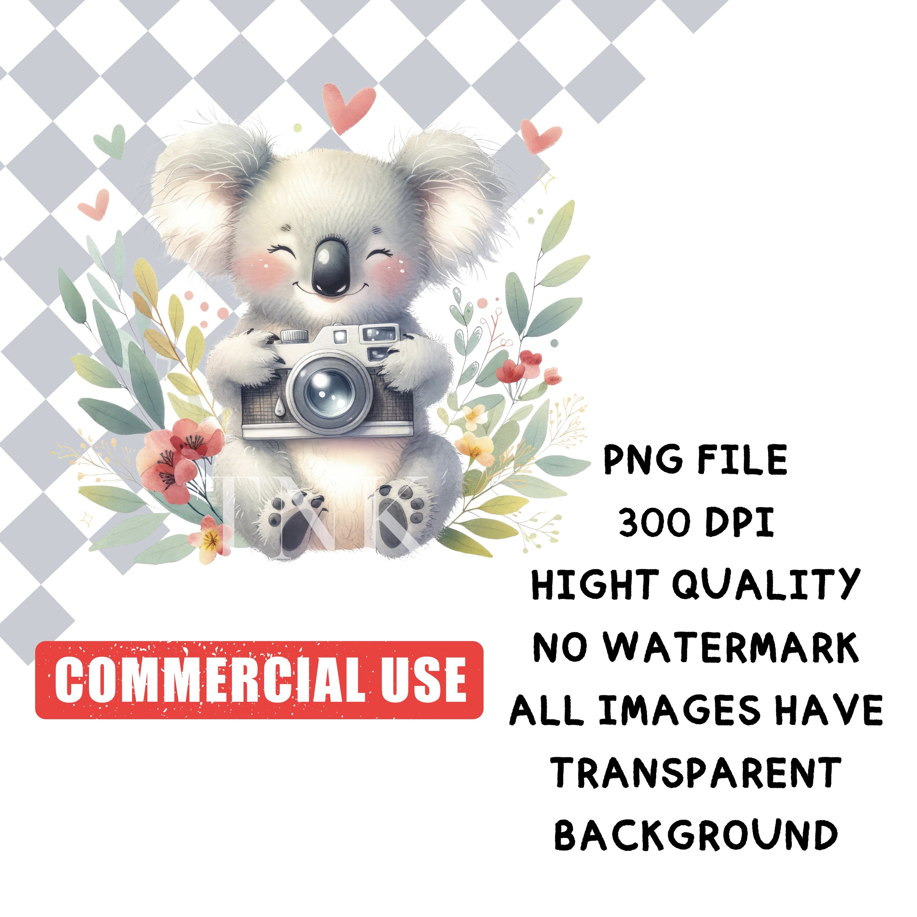 Watercolor Koala in Springs Clipart Sublimation,baby Koala Clipart ...