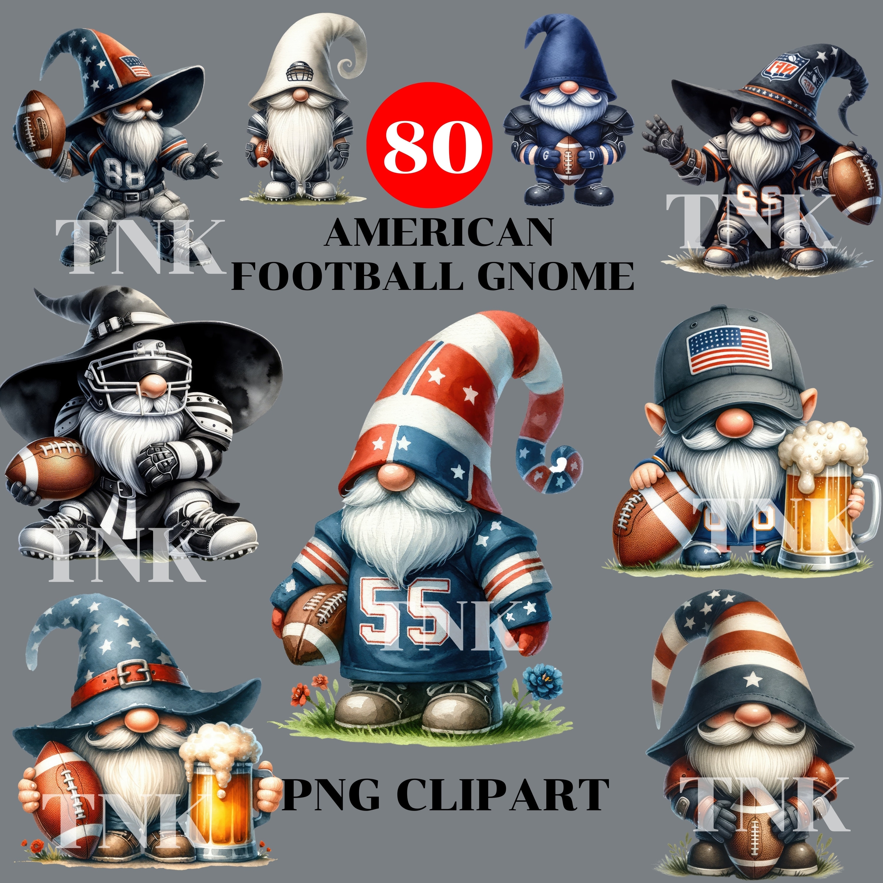 Watercolor Cute Gnome American Football Clipart,sport Gnome Clipart ...