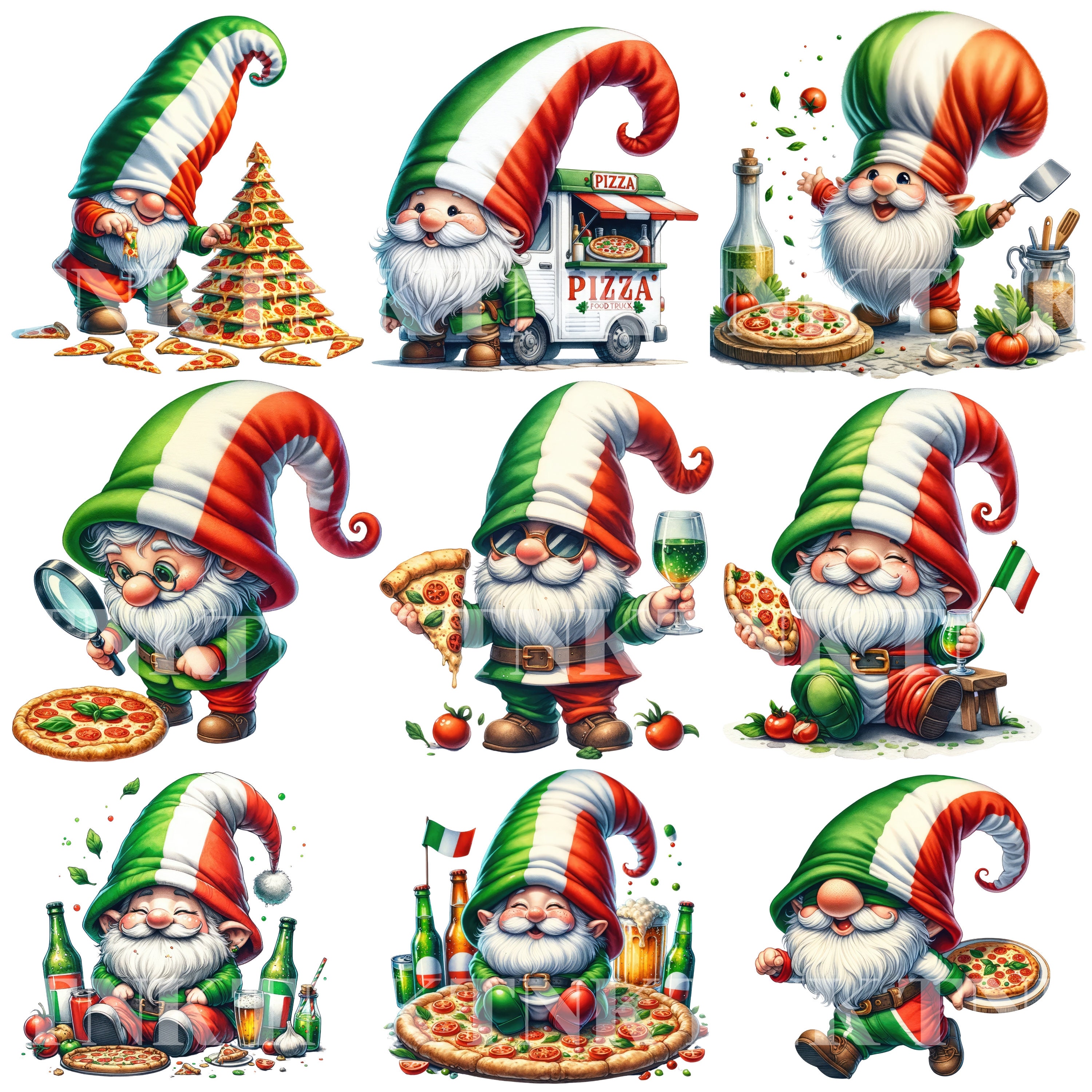 Watercolor Cute Italian Gnome 1 Clipart,pizza Gnome Clipart,papa Pizza ...