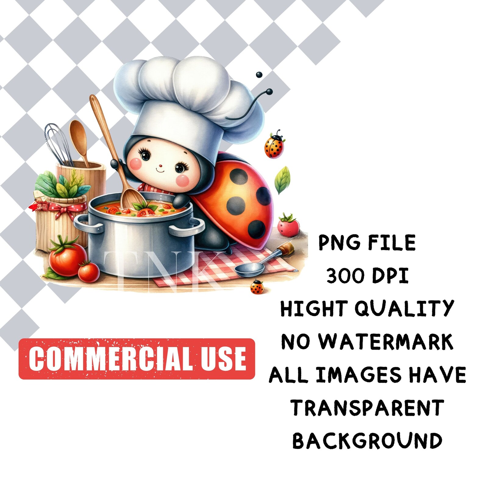 50 Ladybug Chef Clipart, Cute Cooking Insects PNG Collection, Adorable ...