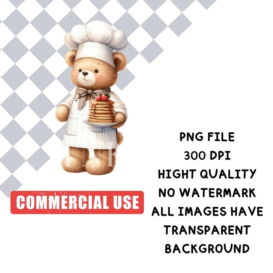 68 Chef Teddy Bear Watercolor Clipart, Nursery Clipart, Card Making ...
