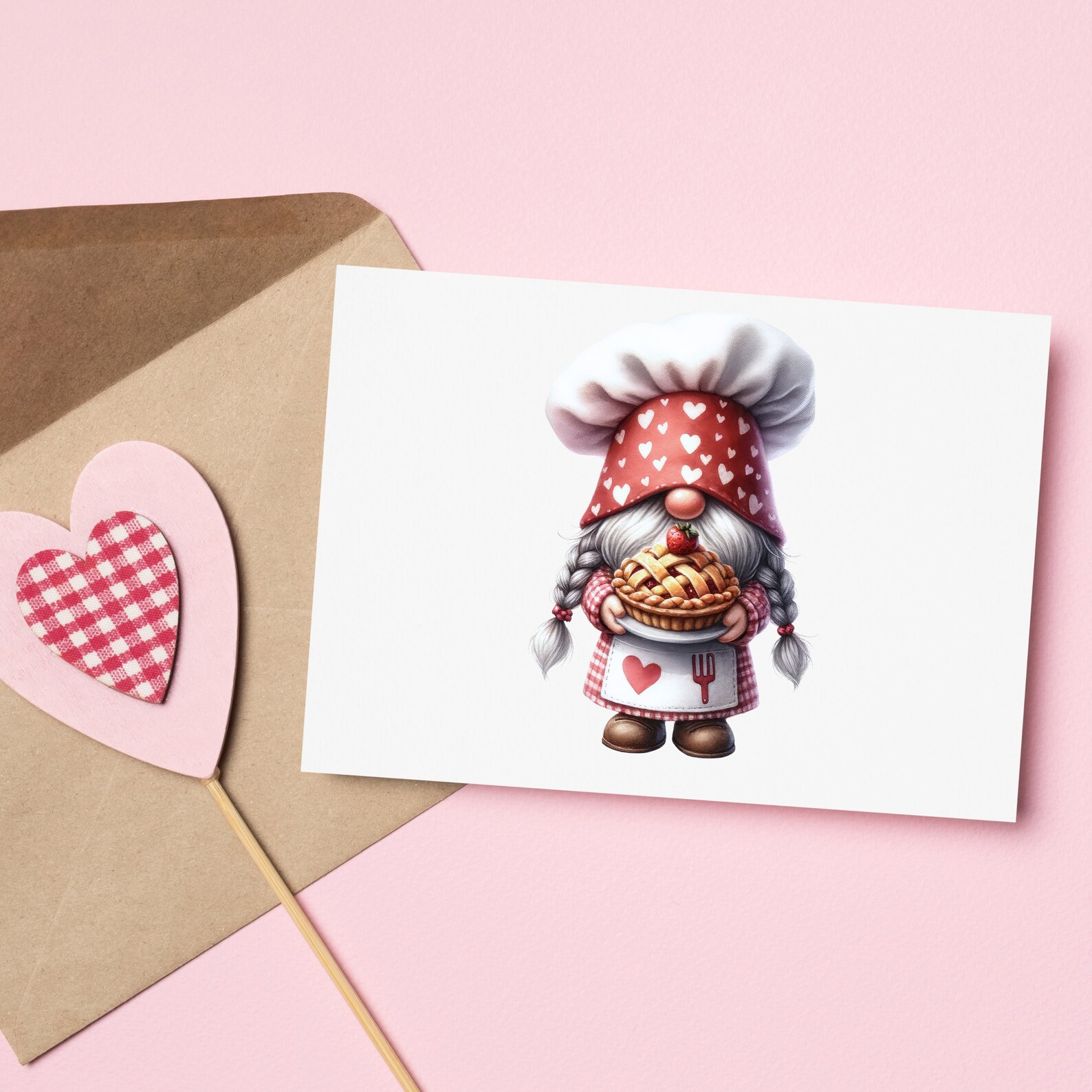 Watercolor Cute Baker Gnome in Valentine Clipart, Valentine Day Clipart ...
