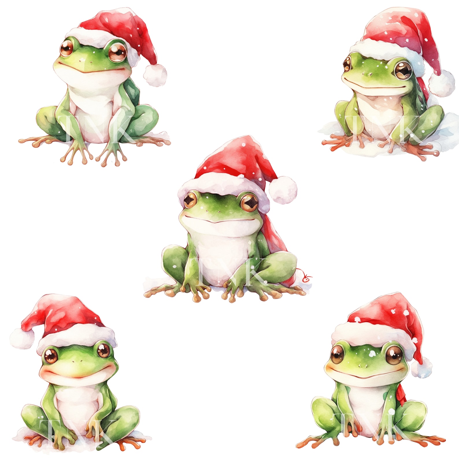 Watercolor 10 Frog Christmas Clipart Bundlepng Clipart for - Etsy