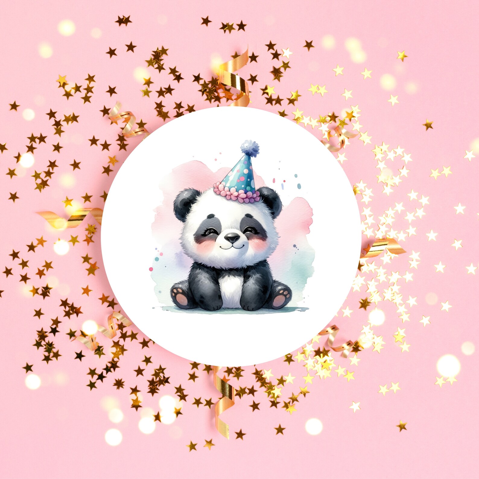 Watercolor Cute Panda Birthday PNG Sublimation Design, Panda Clipart ...