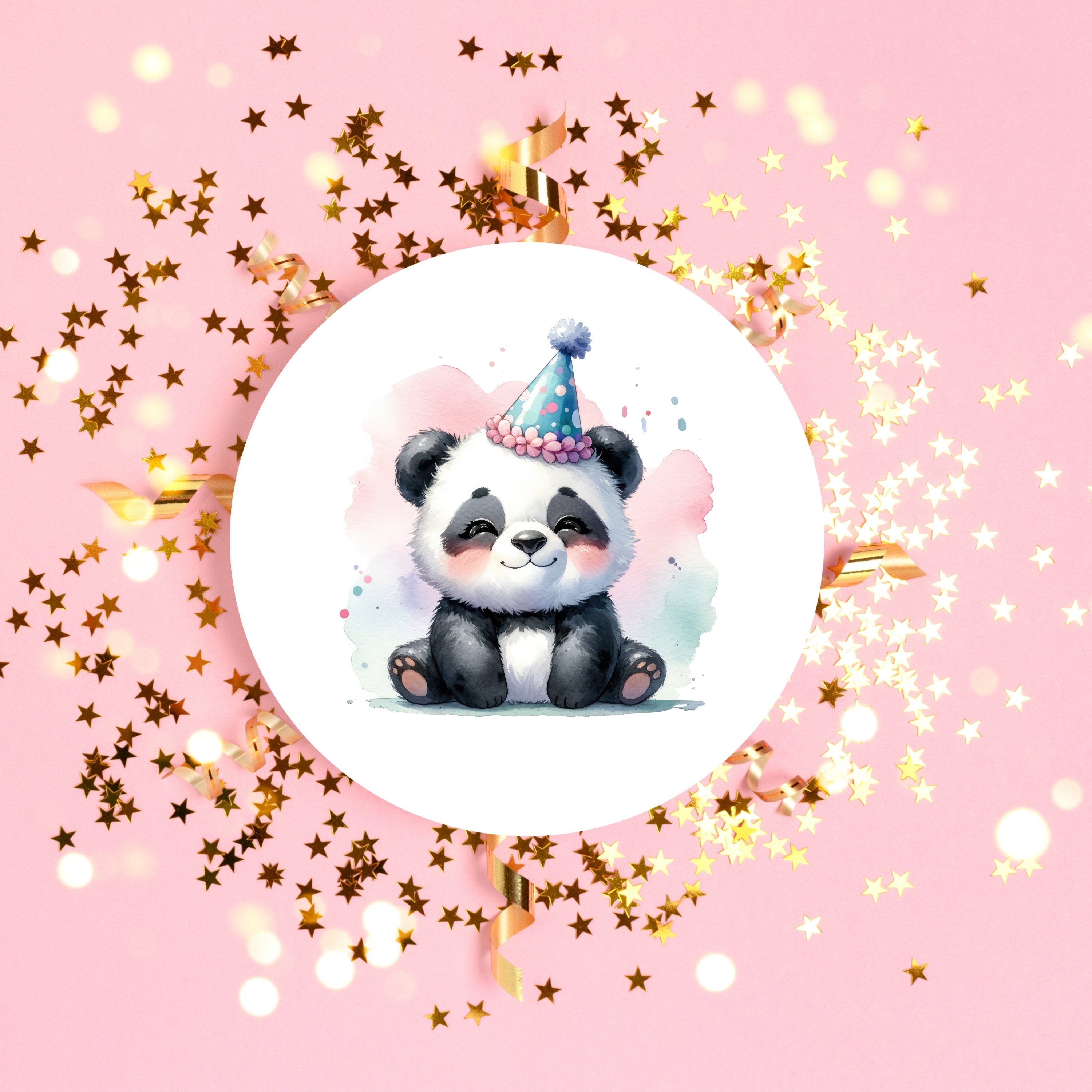 Watercolor Cute Panda Birthday PNG Sublimation Design, Panda Clipart ...