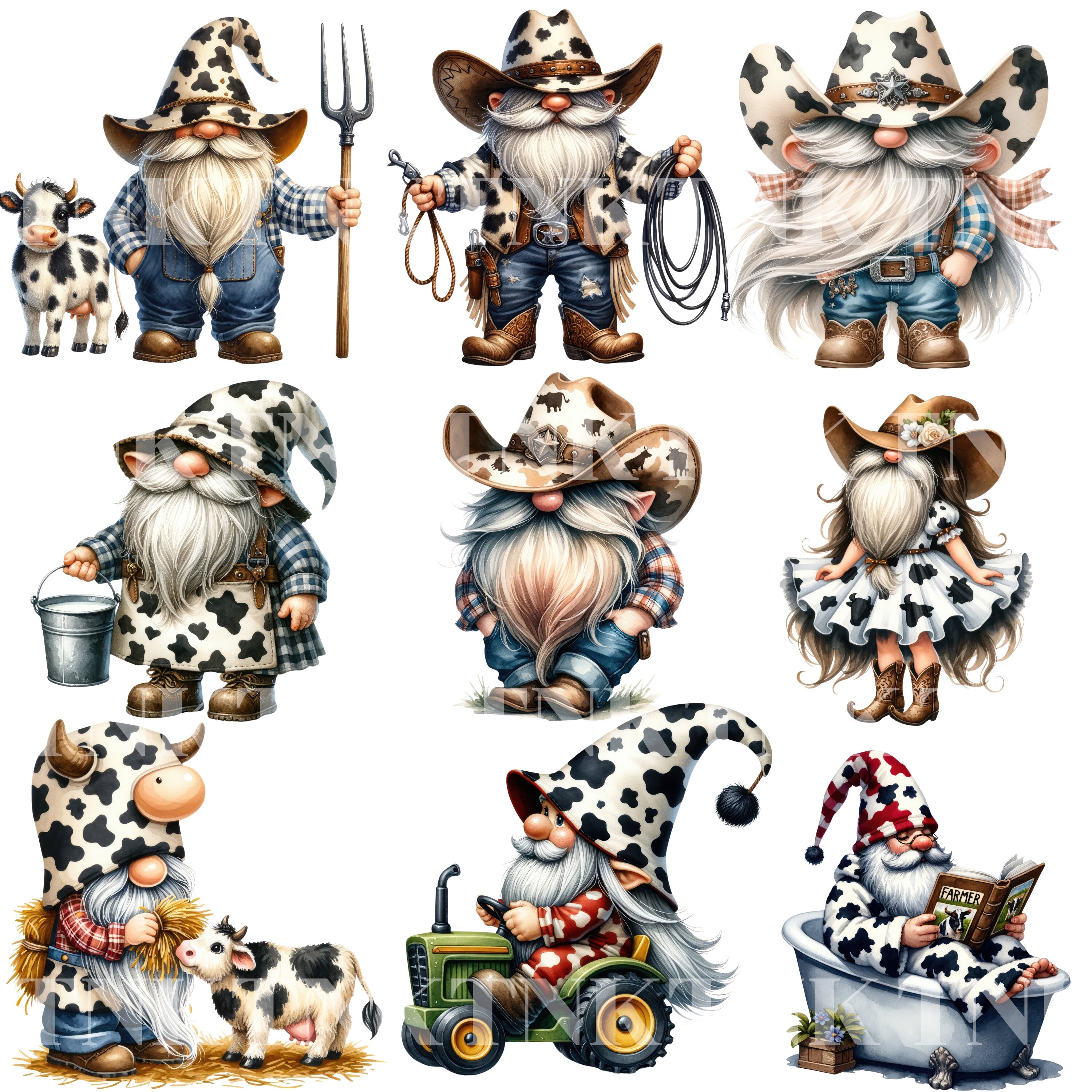 66 Cow Clipart, Gnome Clipart, Highland Cow, Watercolor Printable ...