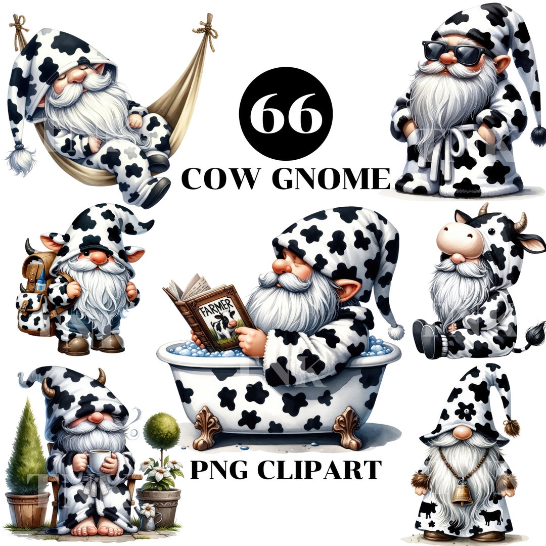 66 Cow Clipart, Gnome Clipart, Highland Cow, Watercolor Printable ...