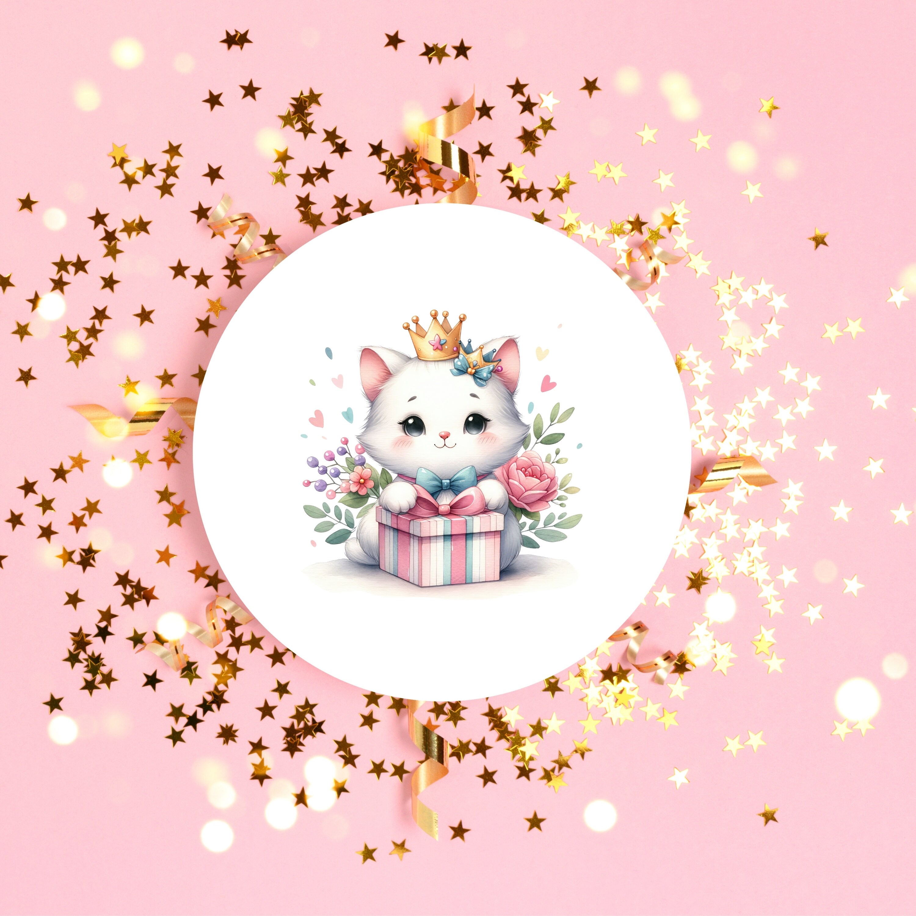 Watercolor Cute Birthday Cat Clipart Sublimation, Cat Clipart,animal ...