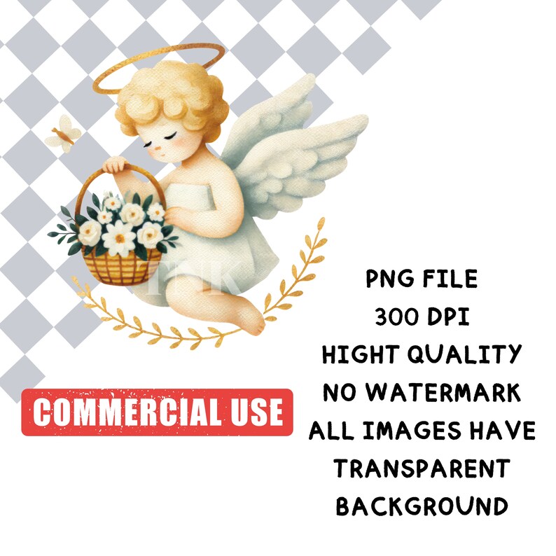 Cute Angel Watercolor Clipart Treasury, Premium Baptism & Christening ...