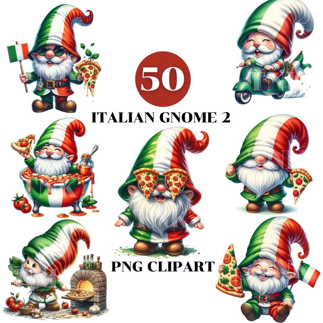 Watercolor Cute Italian Gnome 2 Clipart,pizza Gnome Clipart,papa Pizza ...