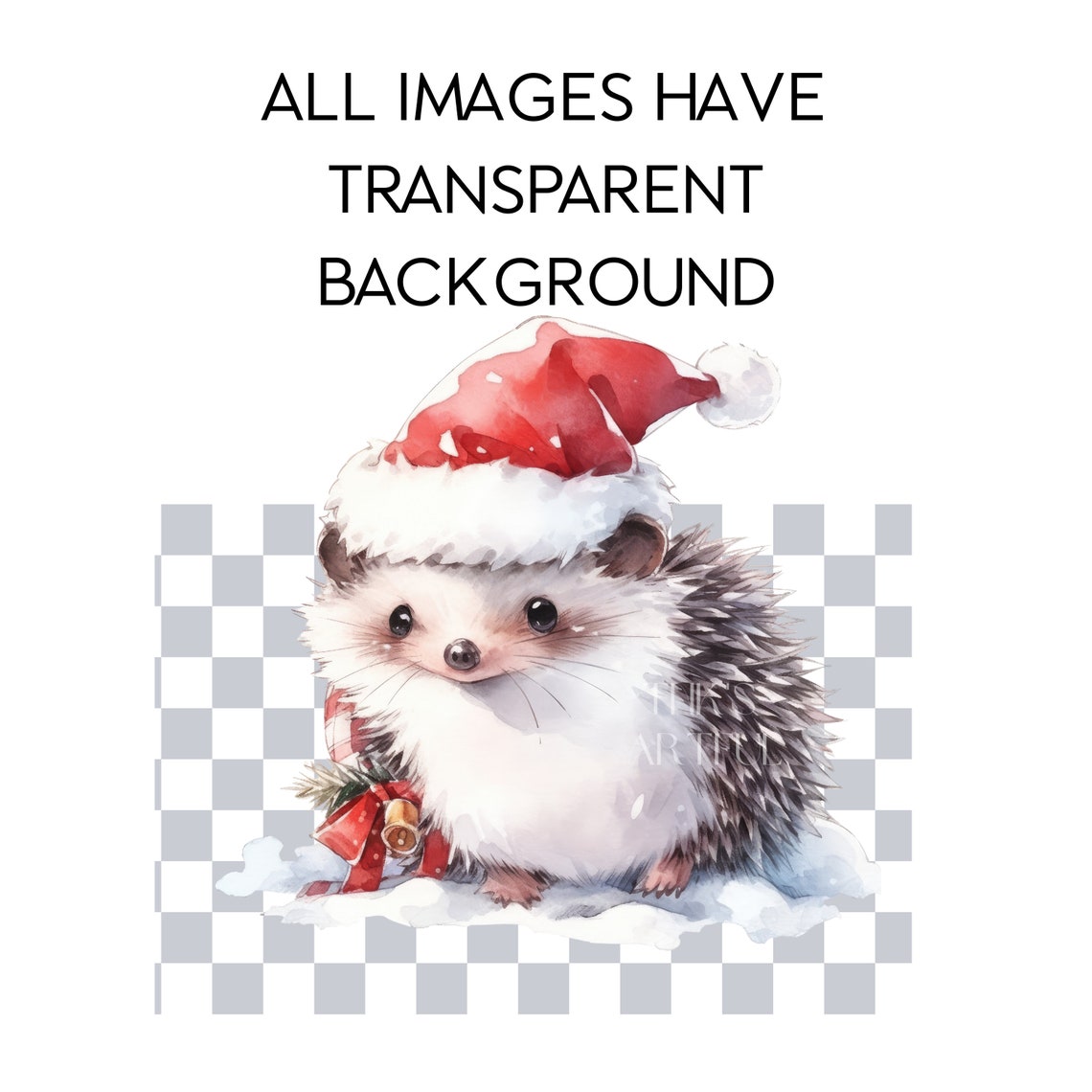 Watercolor 10 Christmas Hedgehog Clipart Bundle,hedgehog Clipart for ...