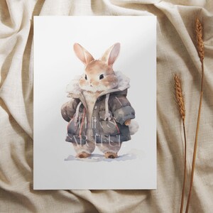 Watercolor 10 Christmas Rabbit Clipart, Rabbit Clipart Bundle, Bunny ...