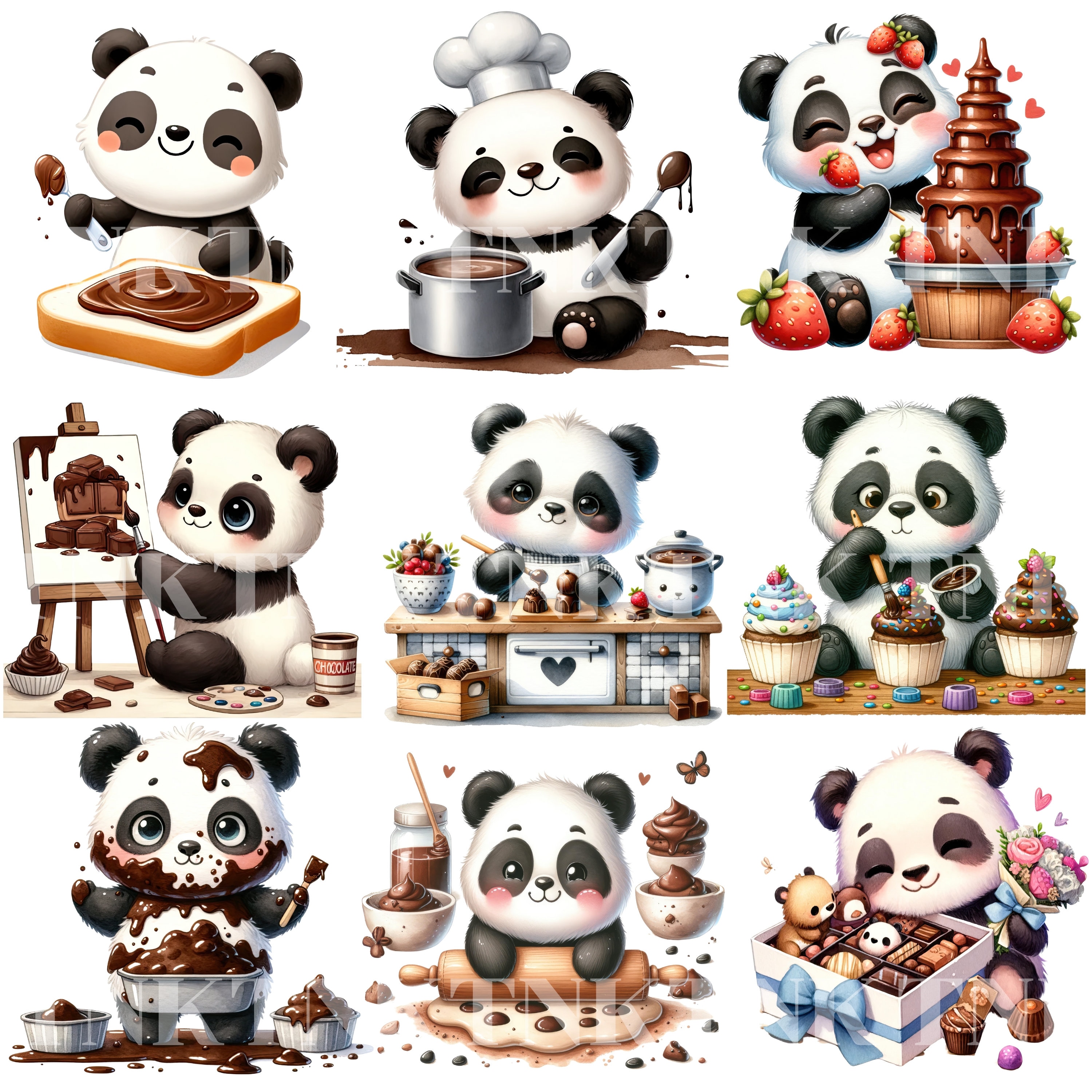 Baby Panda With Chocolate PNG, Panda Clipart, Animal Clipart, Little ...
