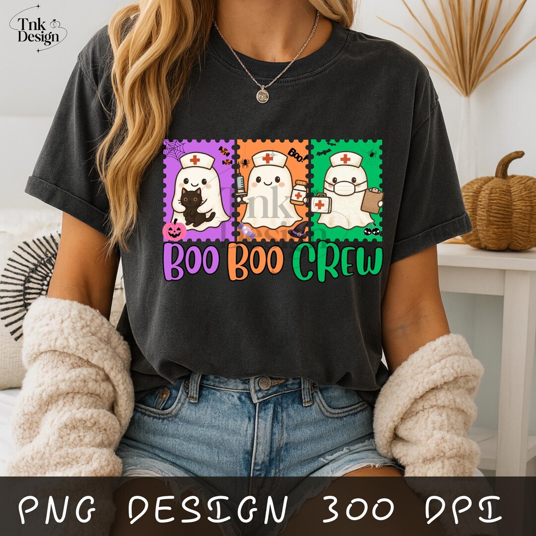 Retro Halloween Nurse PNG: Boo Boo Crew Ghost Clipart (digital Download ...