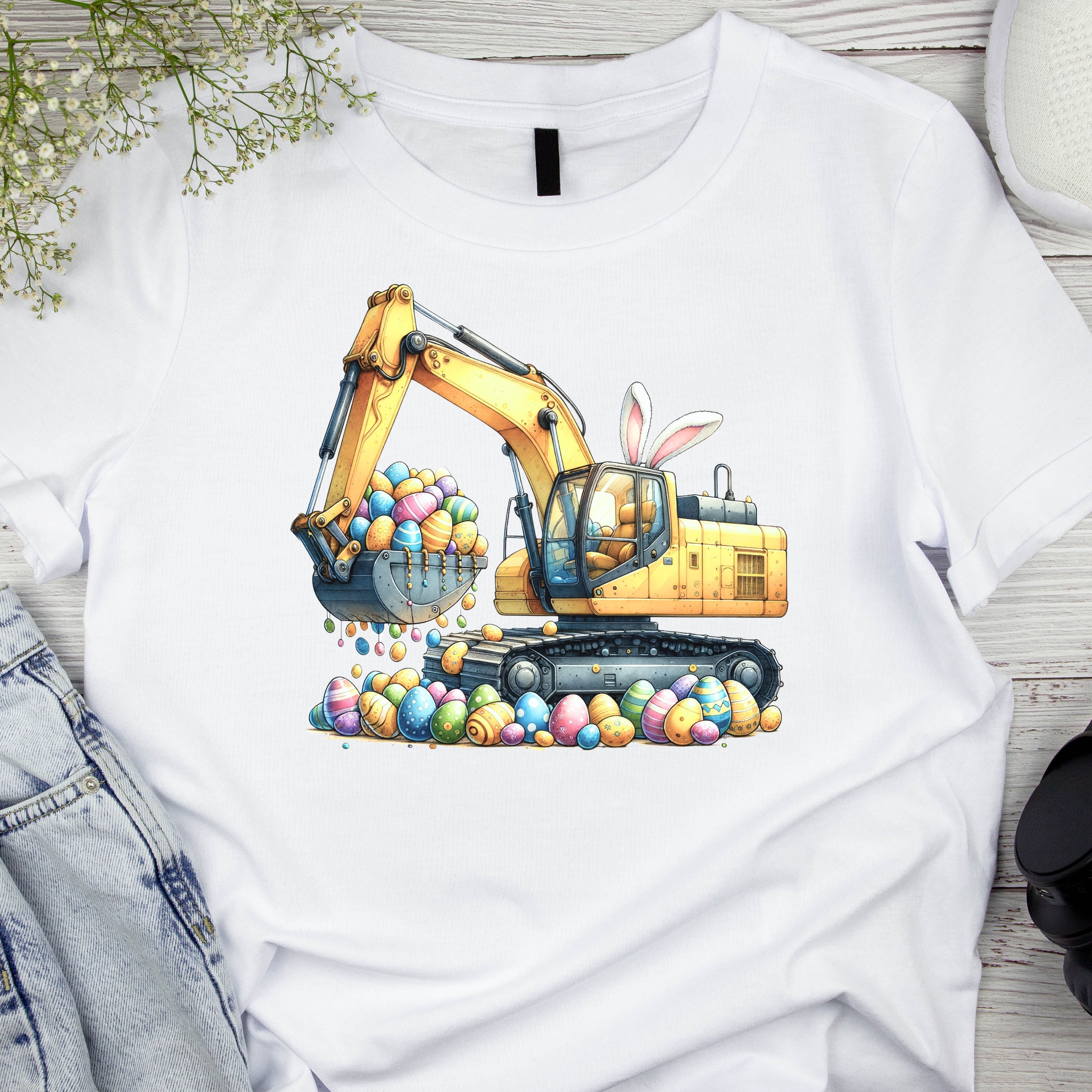 66 Watercolor Easter Construction Truck Eggscavator Graphic, Easter ...