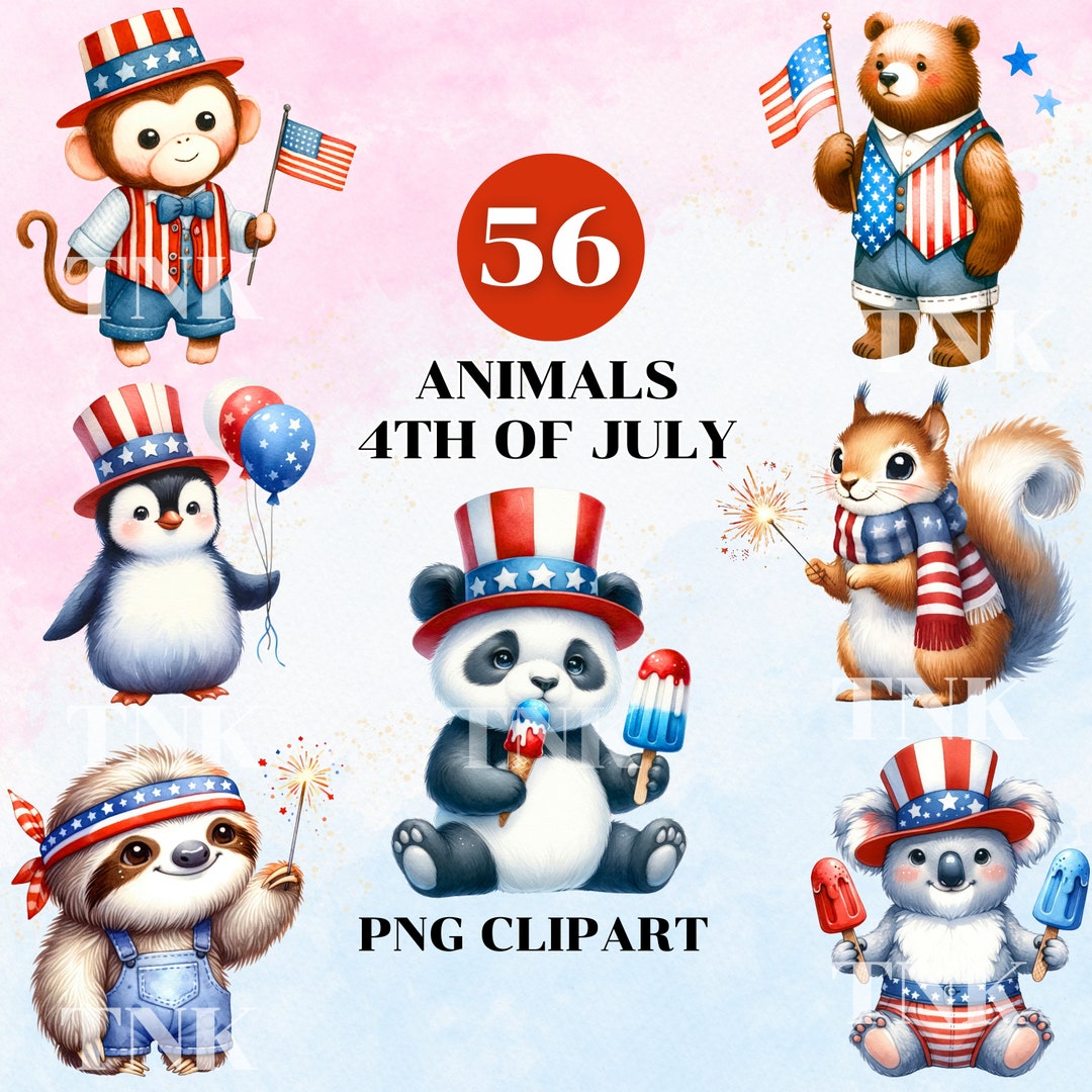 4th of July Animals Clipart Set: High-resolution PNG (commercial Use ...