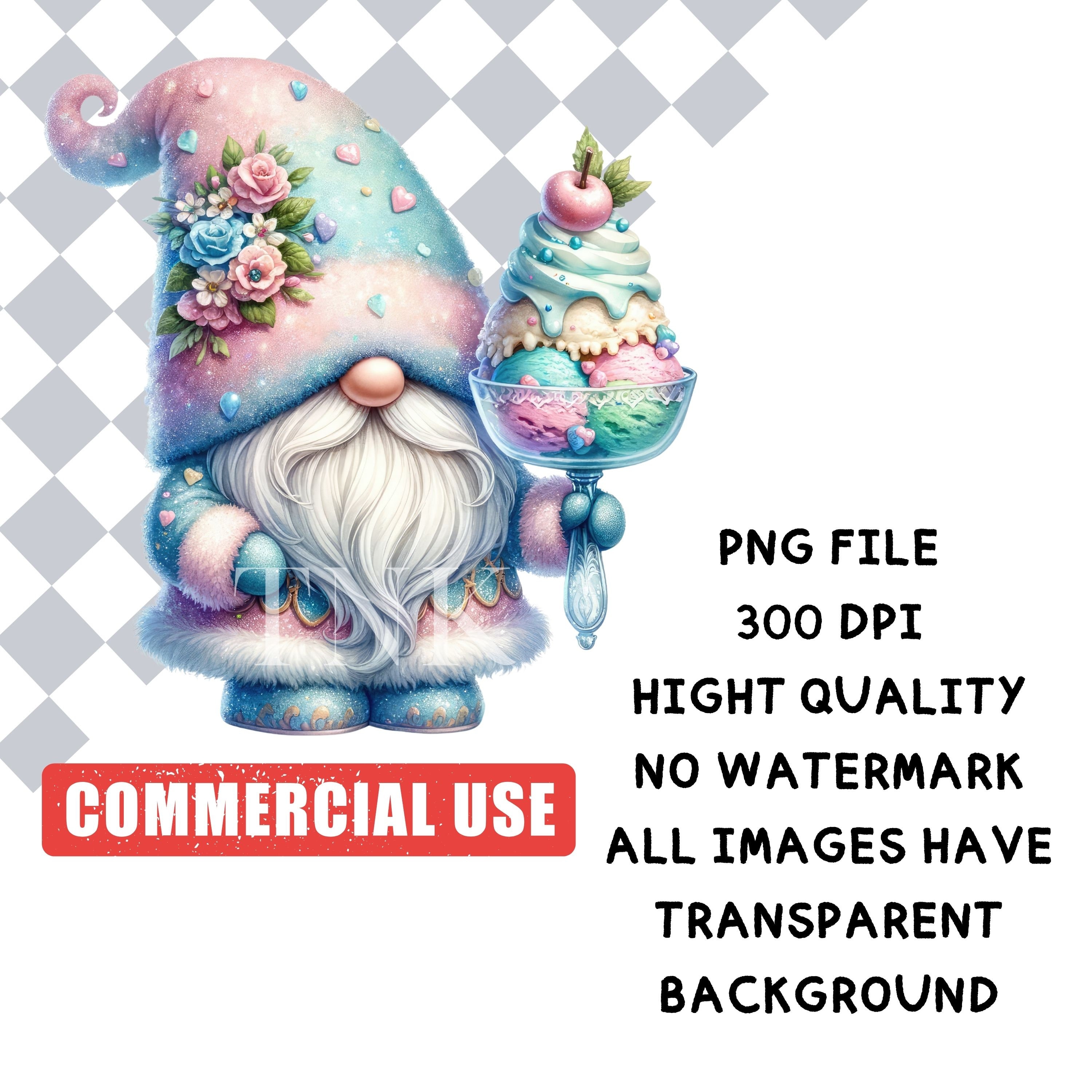 Ice Cream Gnome Watercolor,ice Cream Truck Gnome, Summer Gnomes Png ...