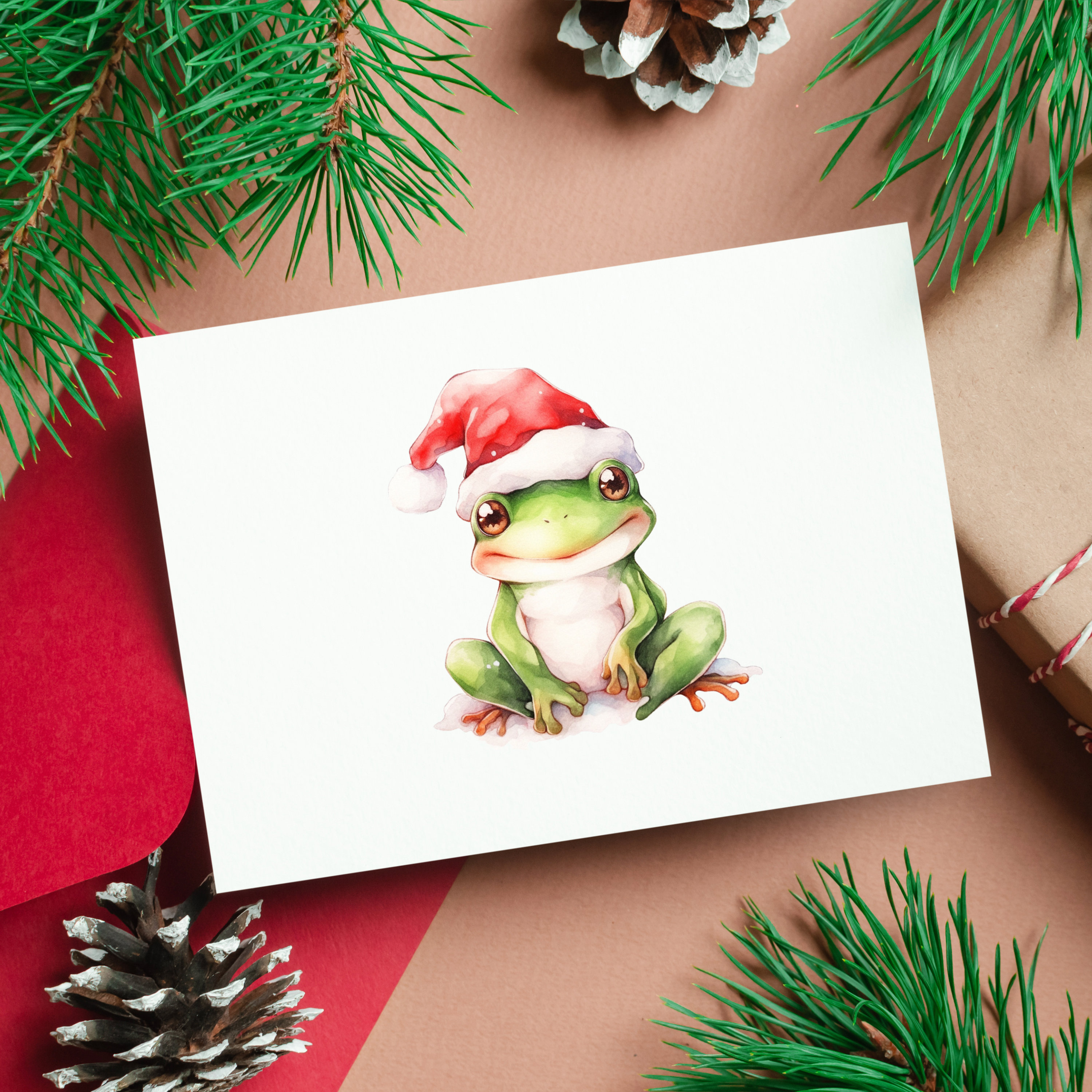 Watercolor 10 Frog Christmas Clipart Bundlepng Clipart for - Etsy