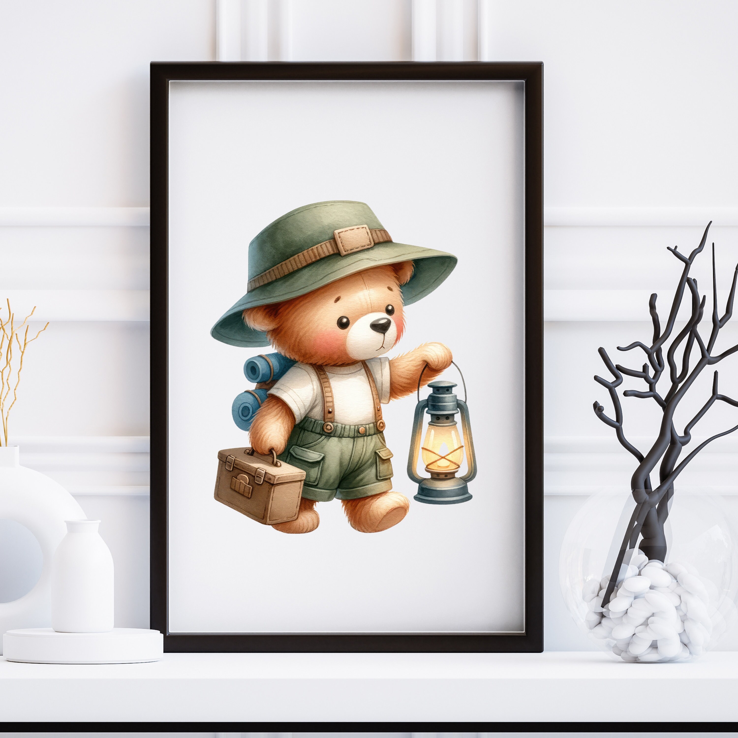 Camper Teddy Bear Clipart, Teddy Bear Camping Clipart, Birthday Baby ...