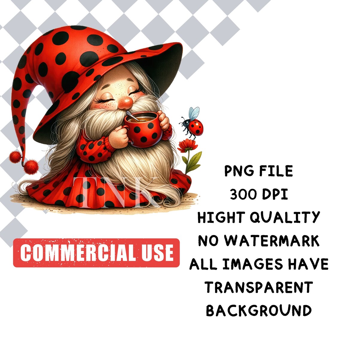 42 Cute Ladybug Gnome Clipart Bundle, Cute Gnome PNG, Watercolor Gnome ...