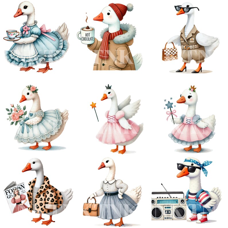 Cute Goose, Goose Clipart, Goose Print, Goose Print Nursery, Geese ...