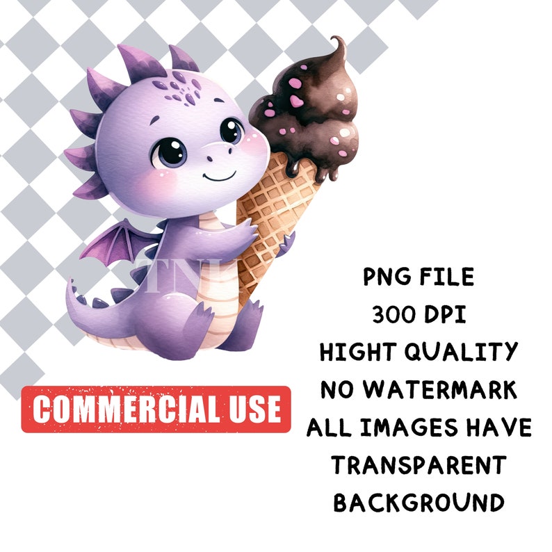 Cute Baby Dragon Ice Cream Clipart Bundle, Summer Cottagecore Clipart, Kawaii Animal Clipart ...