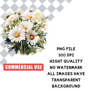 Watercolor Daisy Flower Clipart Bundle,cute Daisy,watercolor Floral ...