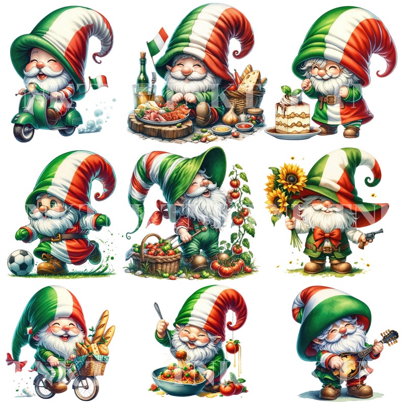 Watercolor Cute Italian Gnome 1 Clipart,pizza Gnome Clipart,papa Pizza ...