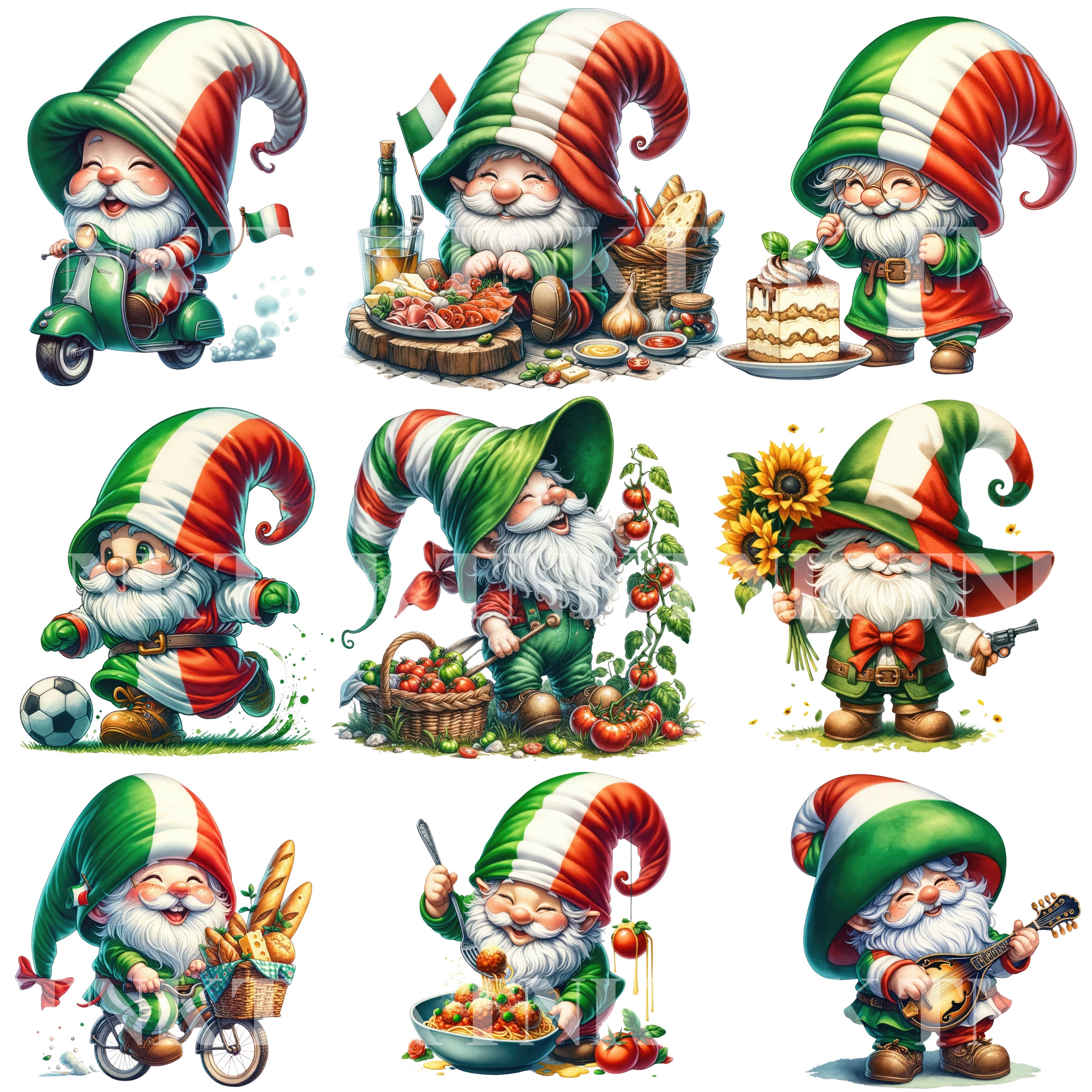 Watercolor Cute Italian Gnome 1 Clipart,pizza Gnome Clipart,papa Pizza ...