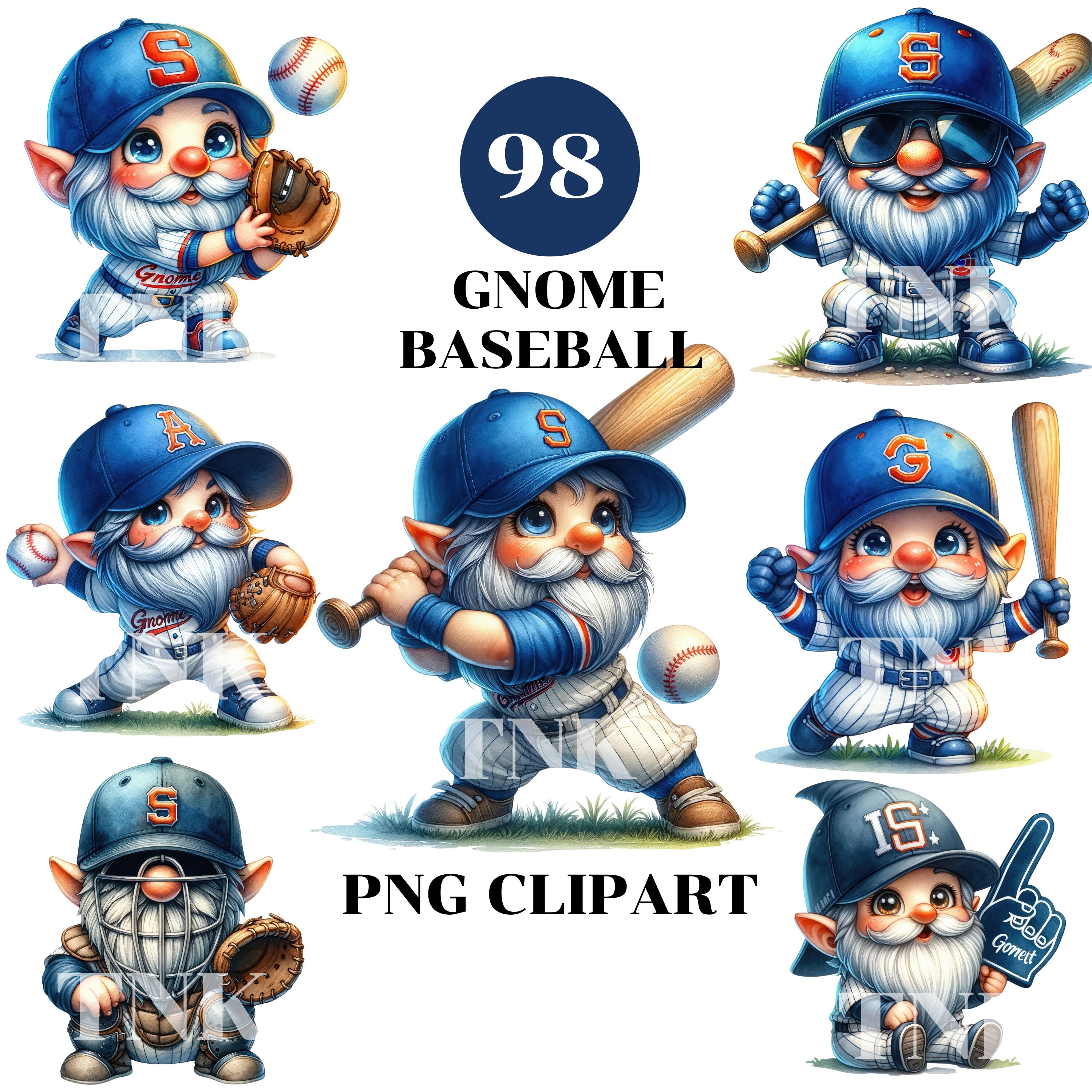 Watercolor Baseball Gnomes Clipart, Cute Gnomes PNG, Sport Gnomes, 98 ...