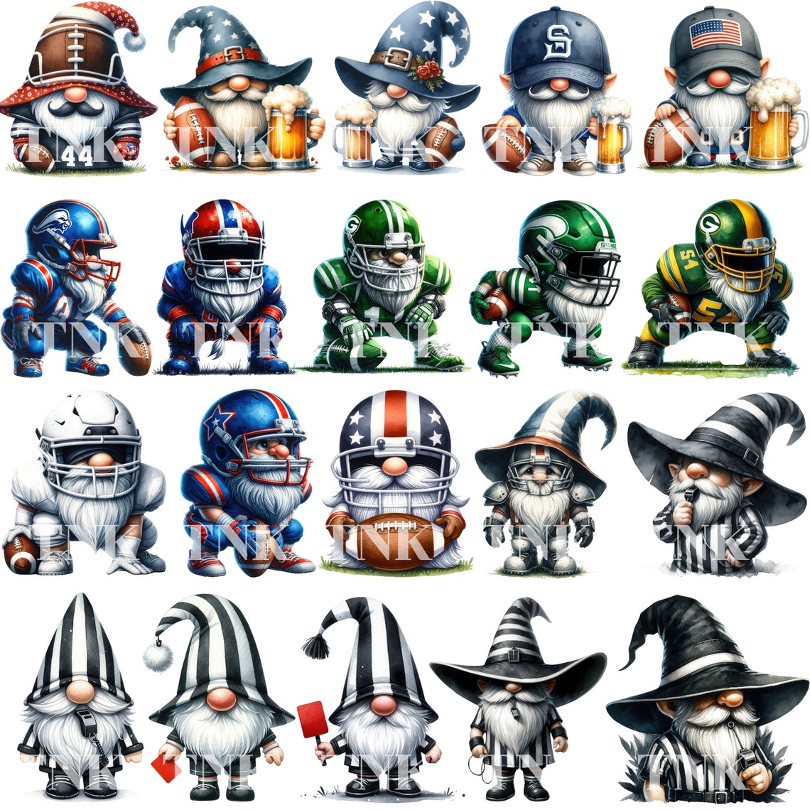 Watercolor Cute Gnome American Football Clipart,sport Gnome Clipart ...