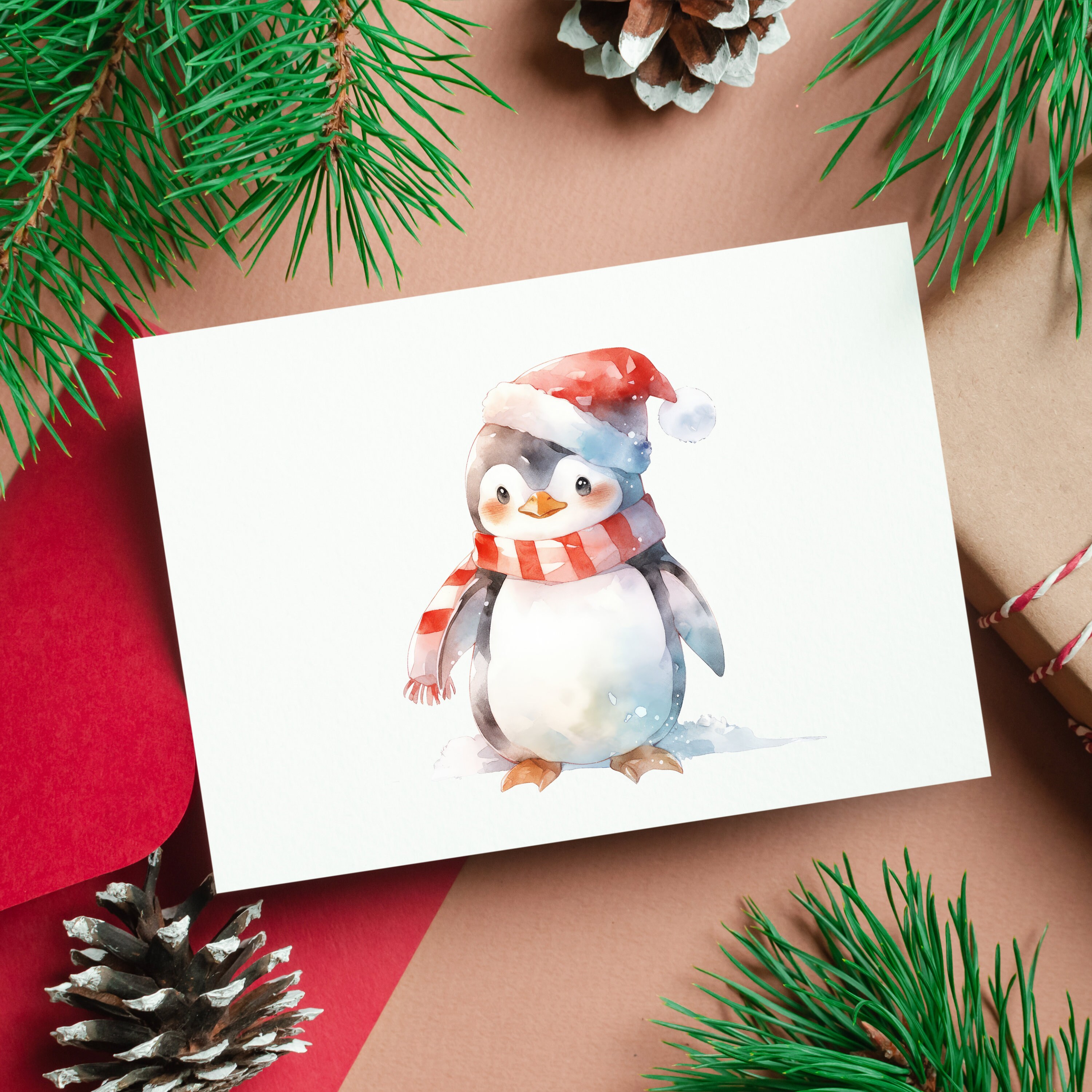 Watercolor Penguin Christmas Clipart Bundle,png, Clipart for Commercial ...