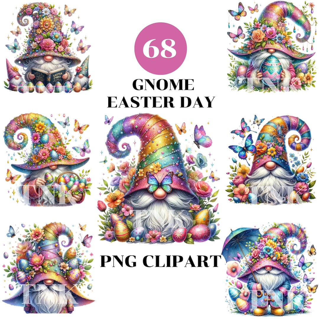 Watercolor 68 Cute Easter Gnome Clipart, Garden Clipart,spring Gnome ...