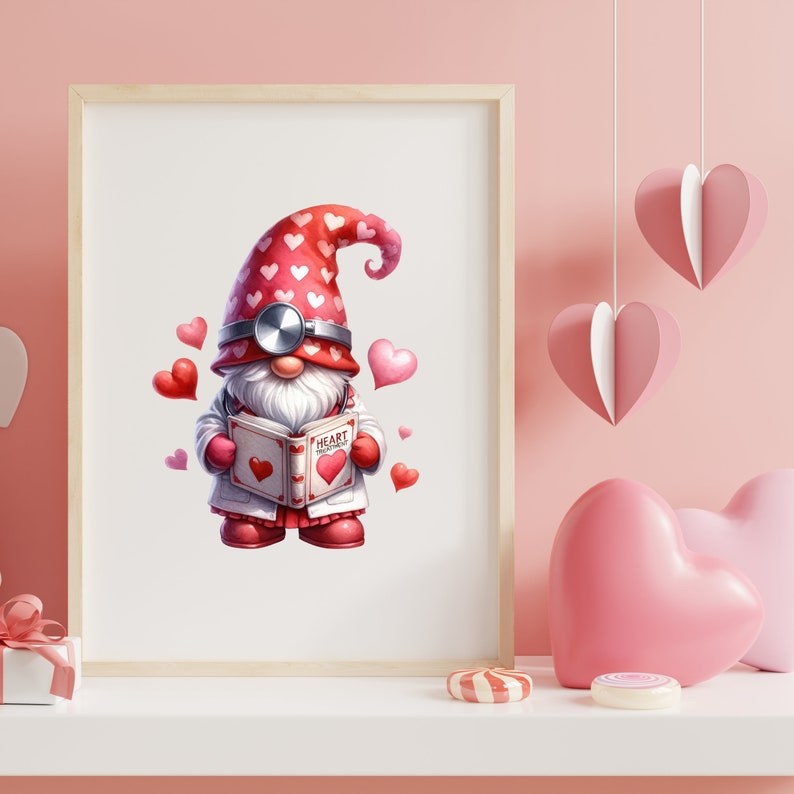 Watercolor Cute Nurse-doctor Gnomes Clipart, Valentine Day Clipart ...
