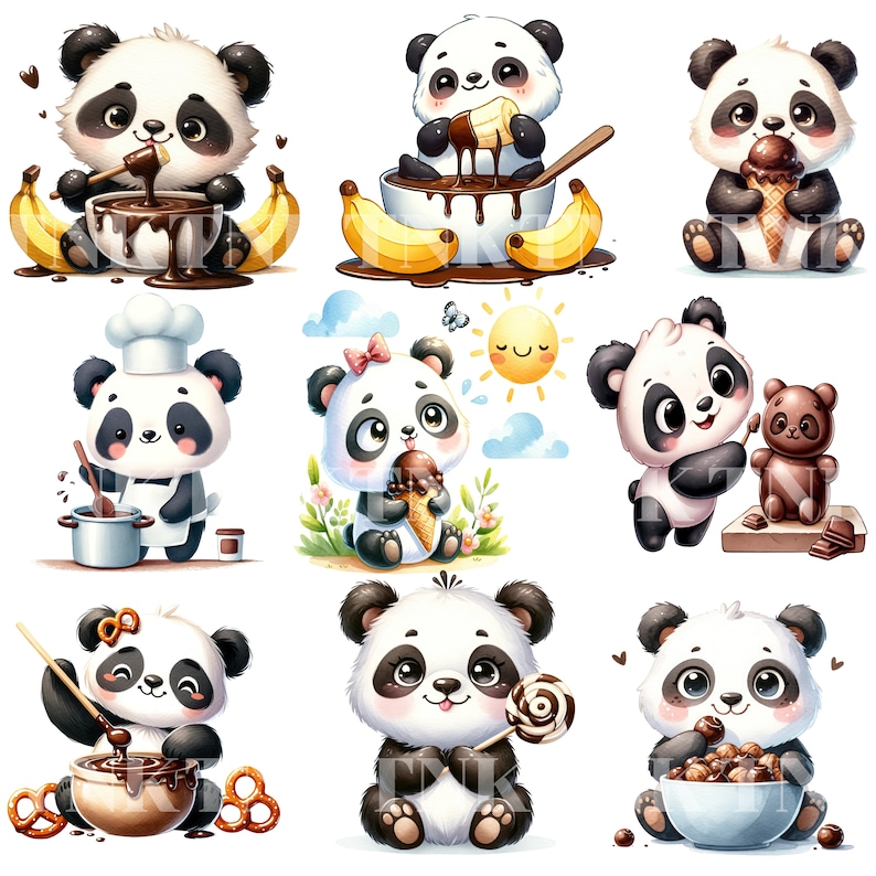 Baby Panda With Chocolate PNG, Panda Clipart, Animal Clipart, Little ...