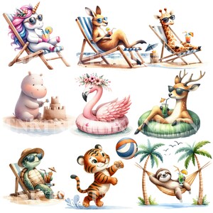 Watercolor Summer Animals SET 2 Clipart Bundle, Commercial Use, Digital ...
