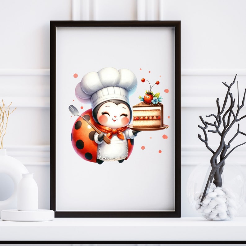 50 Ladybug Chef Clipart, Cute Cooking Insects PNG Collection, Adorable ...