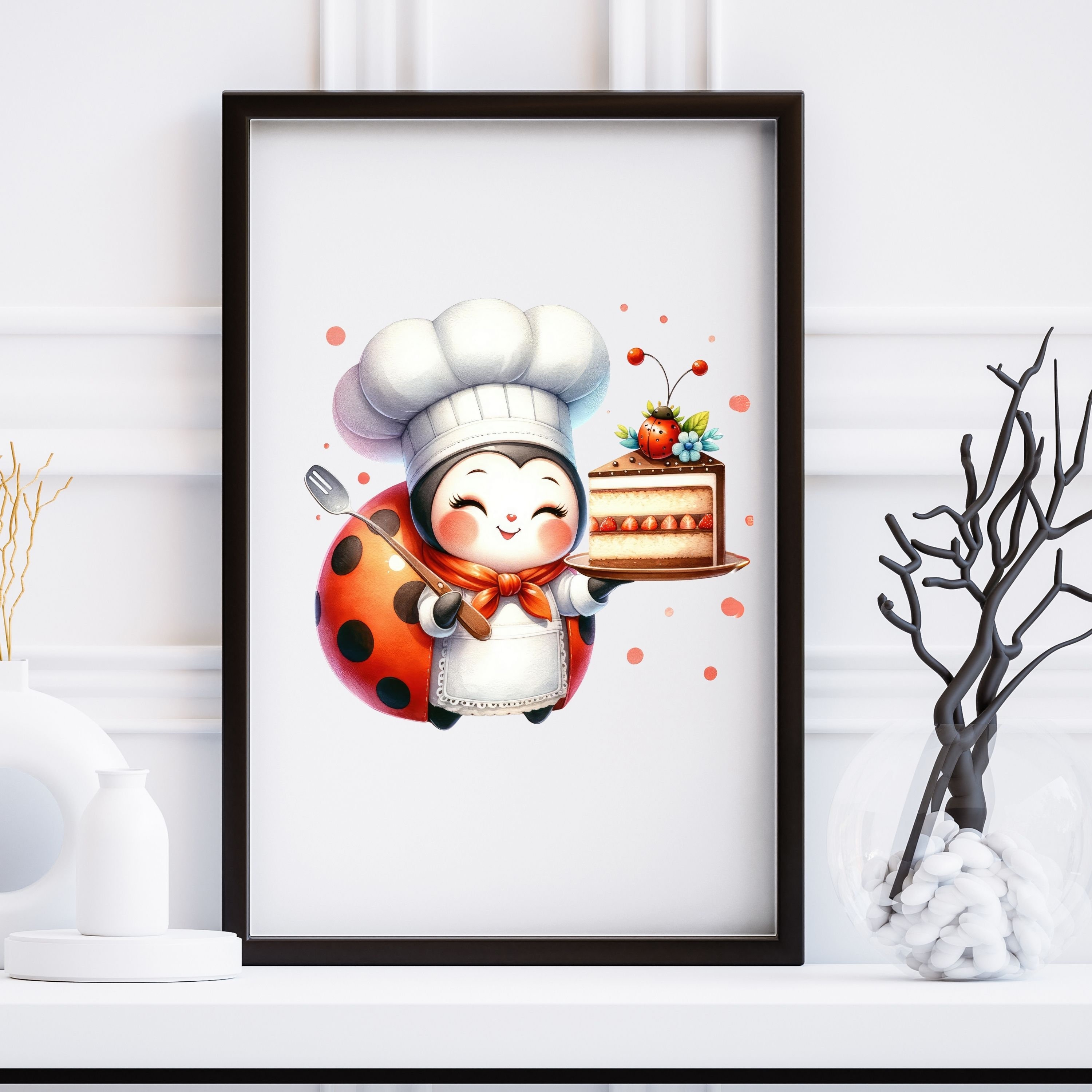 50 Ladybug Chef Clipart, Cute Cooking Insects PNG Collection, Adorable ...
