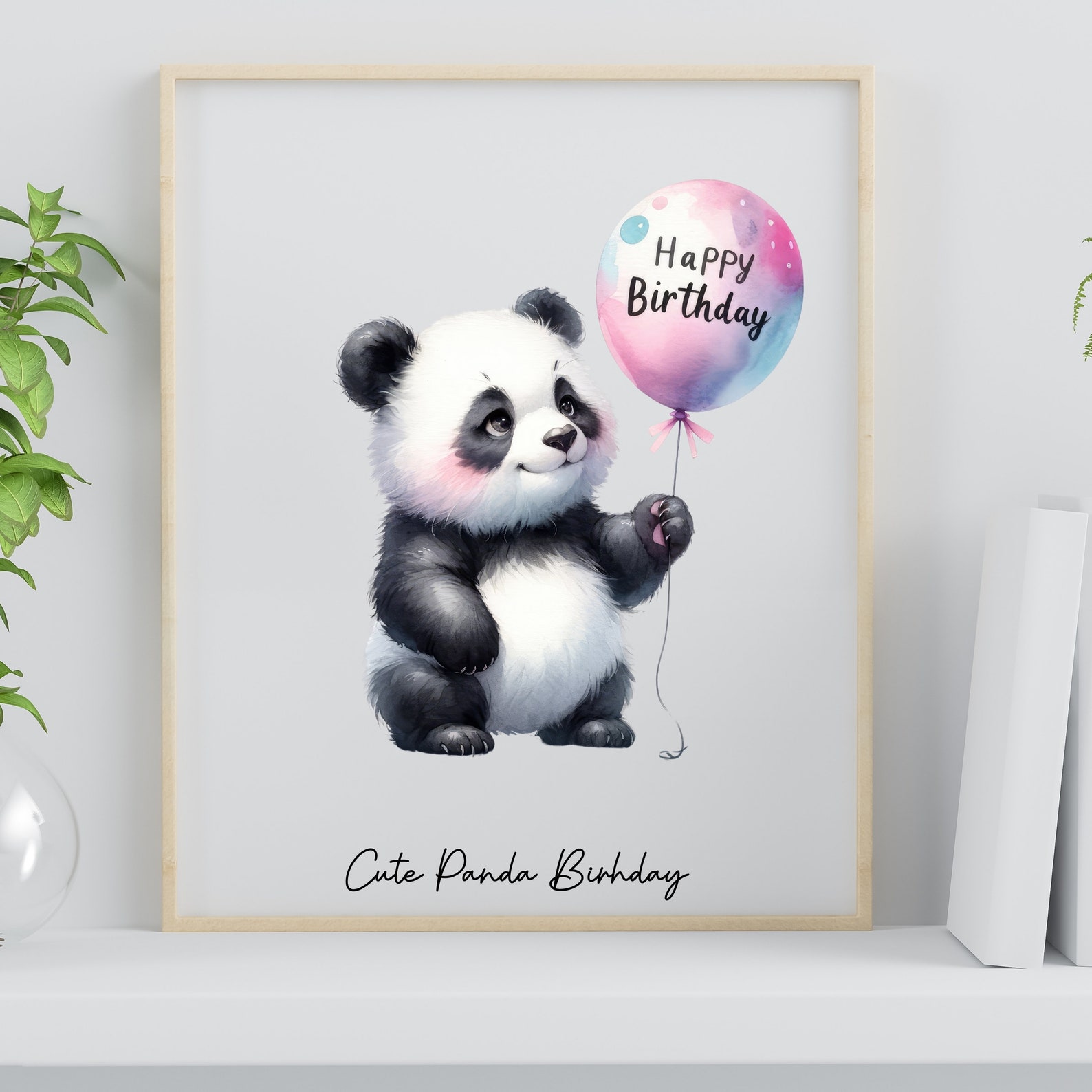 Watercolor Cute Panda Birthday PNG Sublimation Design, Panda Clipart ...