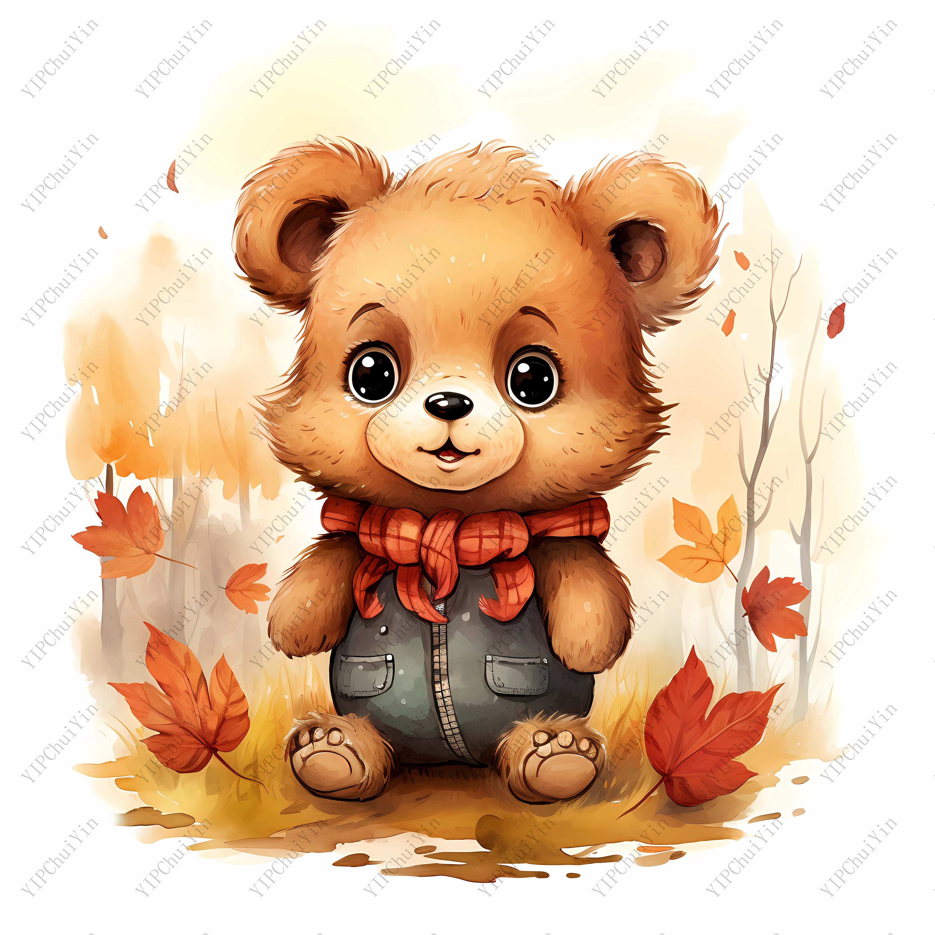 Autumn Bear Clipart, Thanksgiving Clipart, Fall Bear PNG, Bear PNG ...