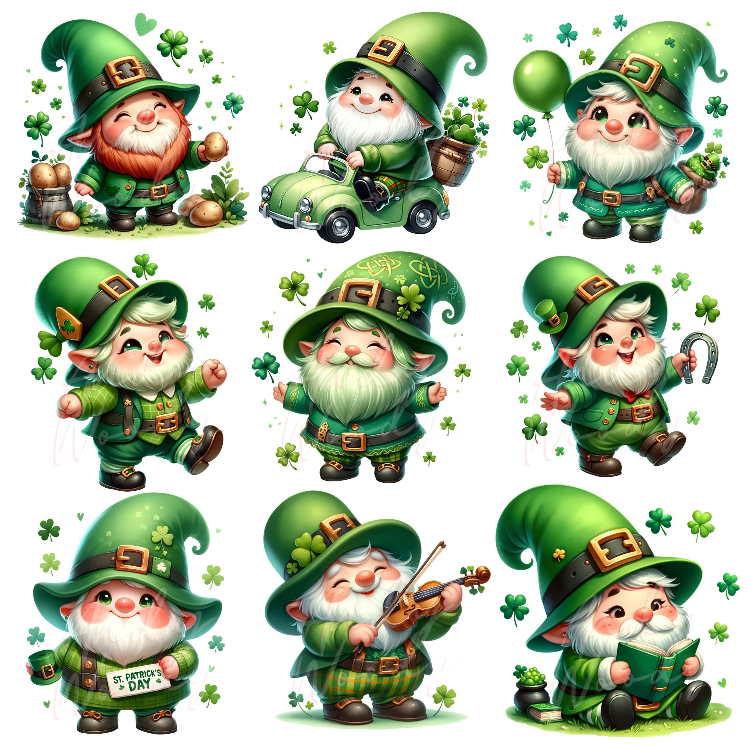 Gnomes St. Patrick's Day Clipart, Gnome Png, Gnome Clipart Bundle ...