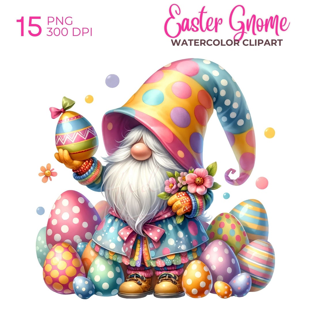 Easter Gnome Watercolor Clipart, Easter Gnome PNG, Gnome PNG, Gnome ...