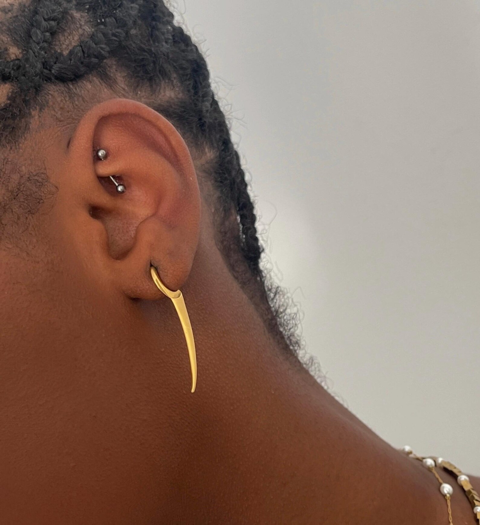 Bold Stainless Steel Pointy Long Earrings Sharp Golden Earrings ...