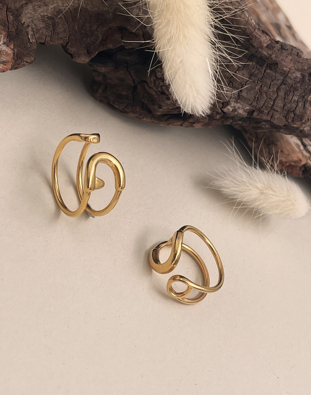 Golden Safety Pin Adjustable Ring• Open Wrapped Brooch Ring ...