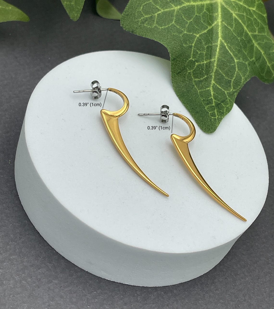 Bold Stainless Steel Pointy Long Earrings Sharp Golden Earrings ...