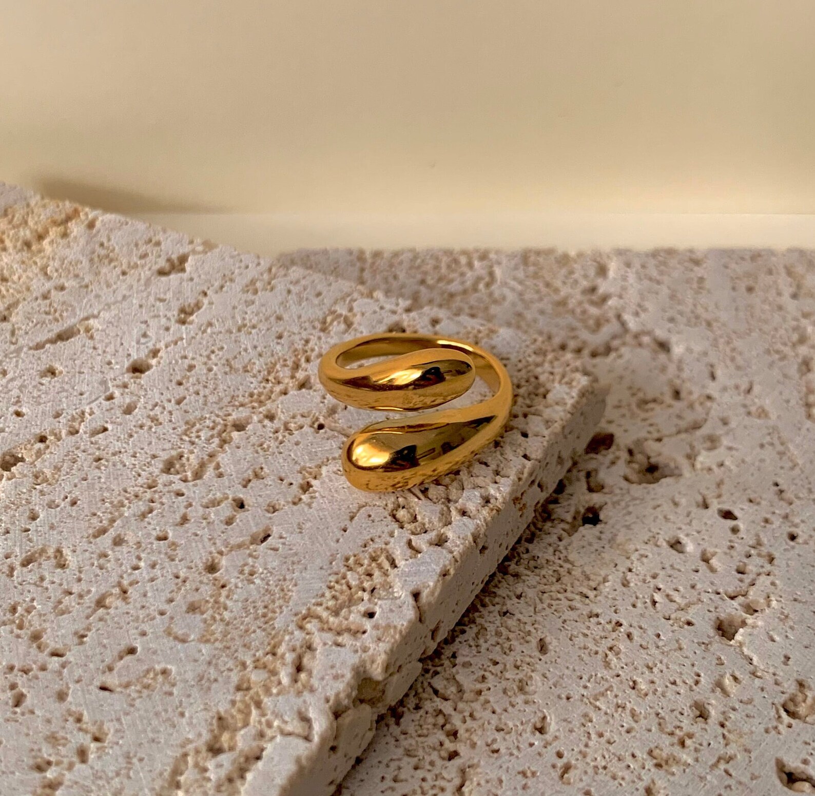 Bague iris doré | bague acier inoxydable doré | bague tendance | bague ajustable acier ...