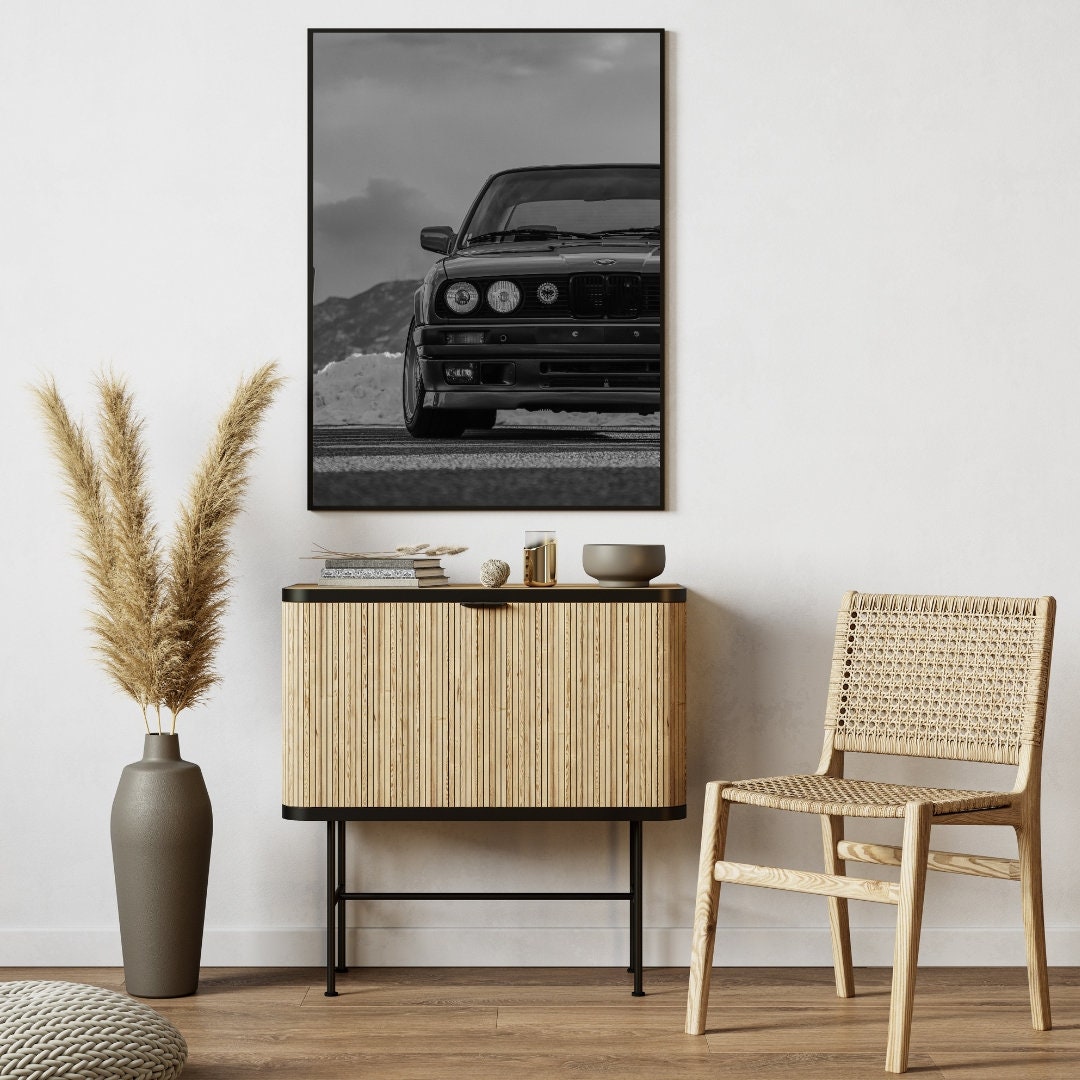 Vintage BMW E30 Poster, Vintage BMW E30 Print, Vintage BMW E30 Wall Art, Black and White Poster ...